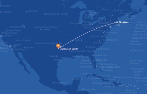JetBlue route map Dallas - UponArriving