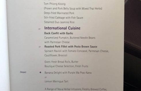 Thai A350 business class dining menu 13 - UponArriving