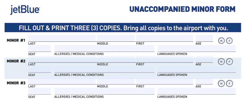JetBlue Unaccompanied Minor Policy Guide (Forms & Fees) [2025 ...