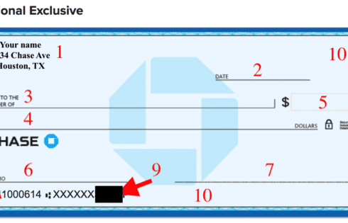 Parts of a check labeled - UponArriving
