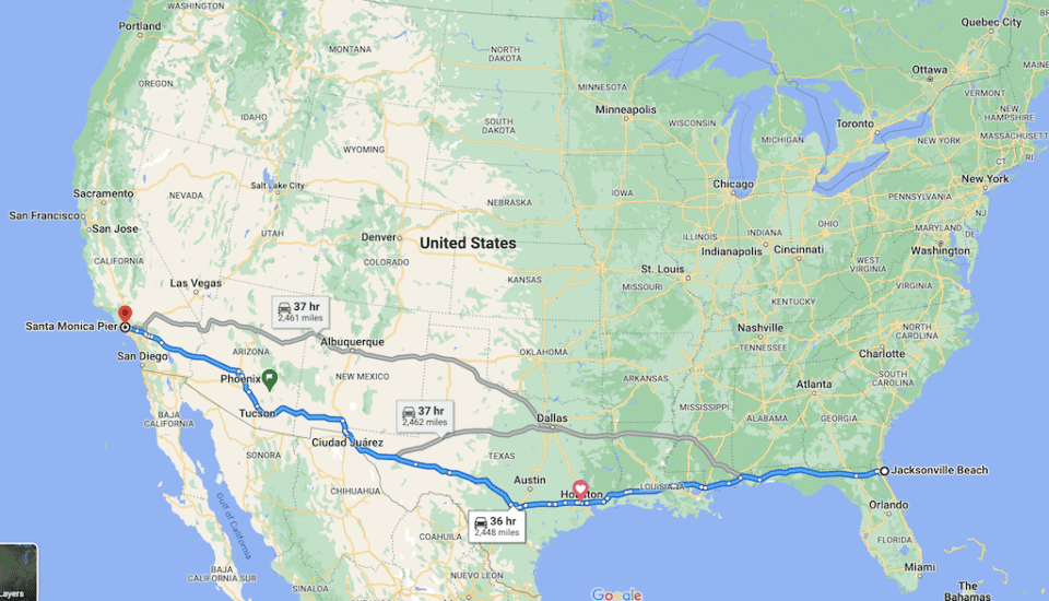 How Many Miles Do You Cover When Driving Across the US? - UponArriving